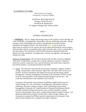 STATEMENT OF WORK AND CONTRACT DELIVERABLES ... Doc Template | pdfFiller