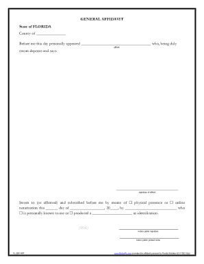 Fillable Online Using a Florida general affidavit form Fax Email Print ...