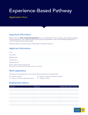 Fillable Online Experience-Based Pathway Application Form Fax Email ...