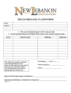 Fillable Online 2023-24 Mileage Claim form Fax Email Print - pdfFiller
