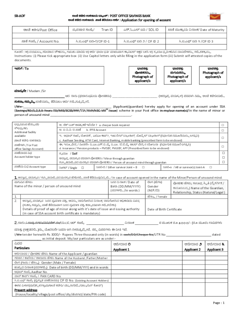 Fillable Online Post Office Saving Bank FormFill Out and Use This PDF ...