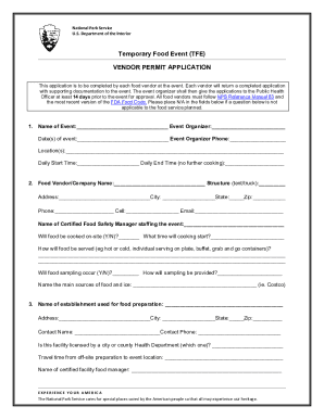 Fillable Online Temporary Food Event (TFE) VENDOR PERMIT APPLICATION ...