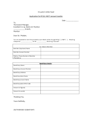 Fillable Online (Application Form for NEFT / RTGS) Fax Email Print - pdfFiller