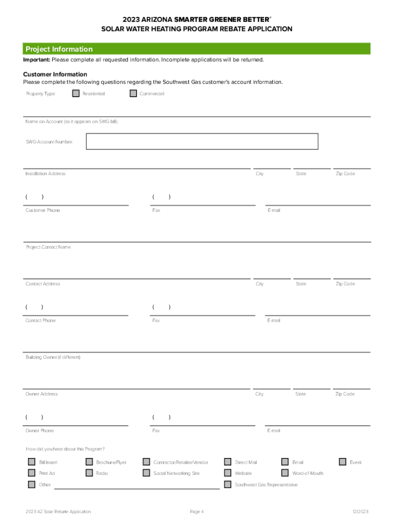 Fillable Online Southwest Gas: Residential Rebates & Promotions Fax ...