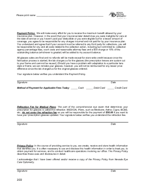 Fillable Online Privacy, payment policy, refraction fee, photo 4 Feb 22 ...