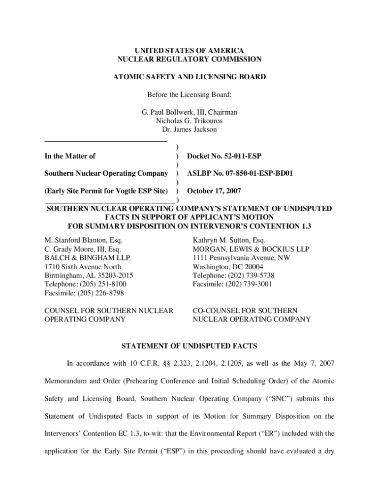 Fillable Online Motion to Reopen and Admit Contention to Address the ...