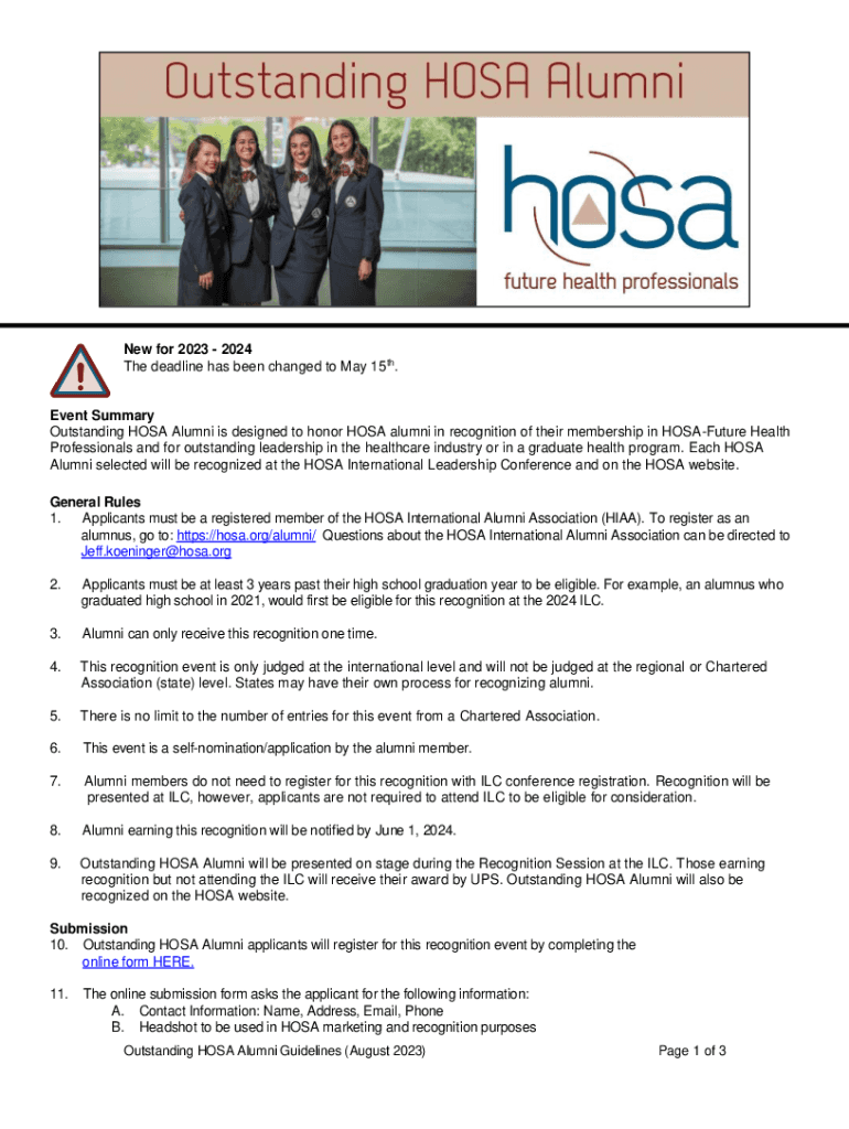 Fillable Online Outstanding HOSA Alumni Fax Email Print - pdfFiller