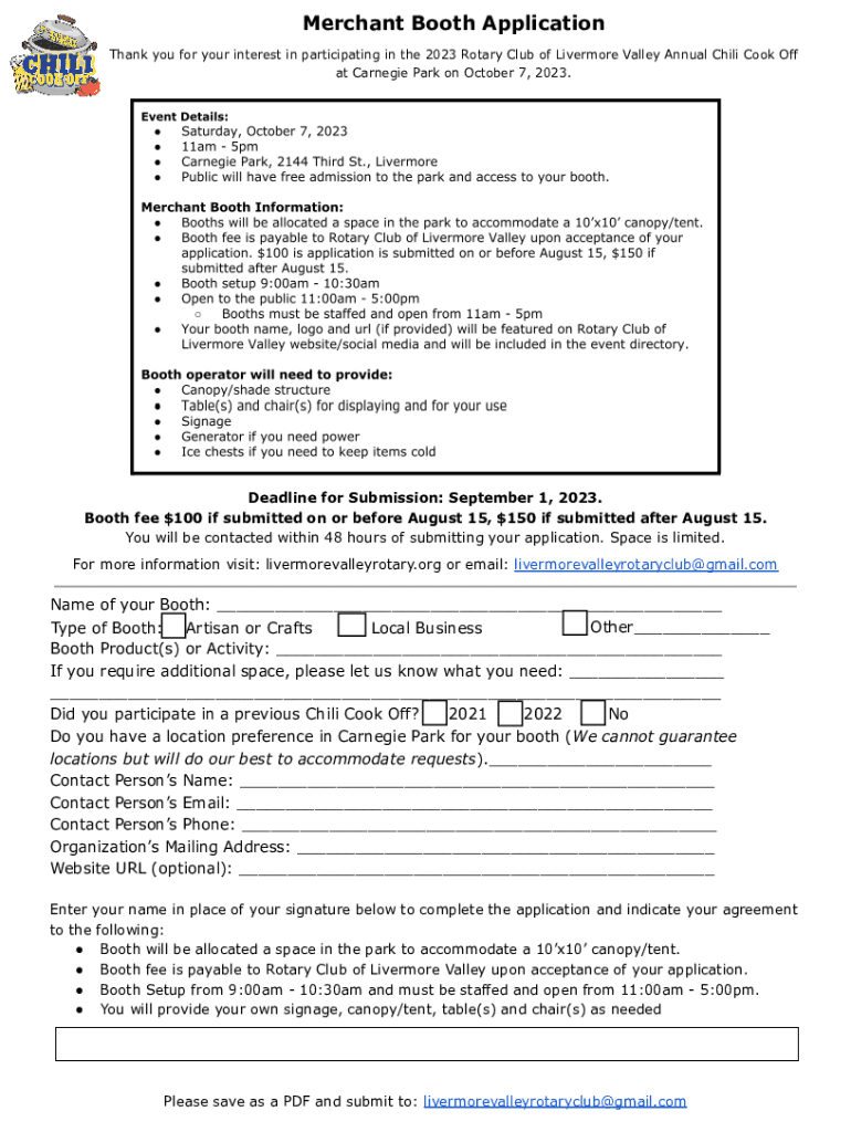 Fillable Online The Annual Chili Cook Off at Carnegie Park Fax Email Print - pdfFiller