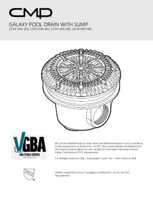 Fillable Online GALAXY POOL DRAIN WITH SUMP - Custom Molded Products ...
