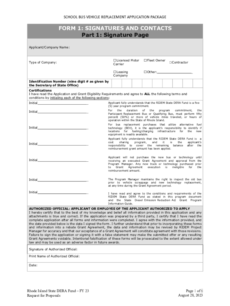 Fillable Online dem ri SCHOOL BUS/SCHOOL VEHICLE USE APPLICATION Fee Fax Email Print - pdfFiller