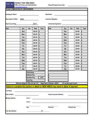 Fillable Online hourly paid time sheet Fax Email Print - pdfFiller