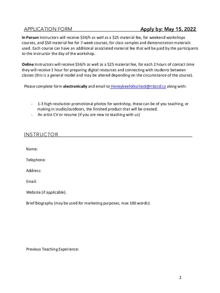 Fillable Online HFS Instructor Application Form.docx Fax Email Print - pdfFiller