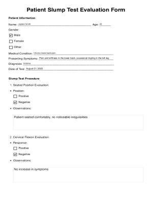 Fillable Online Patient Slump Test Evaluation Form Fax Email Print ...