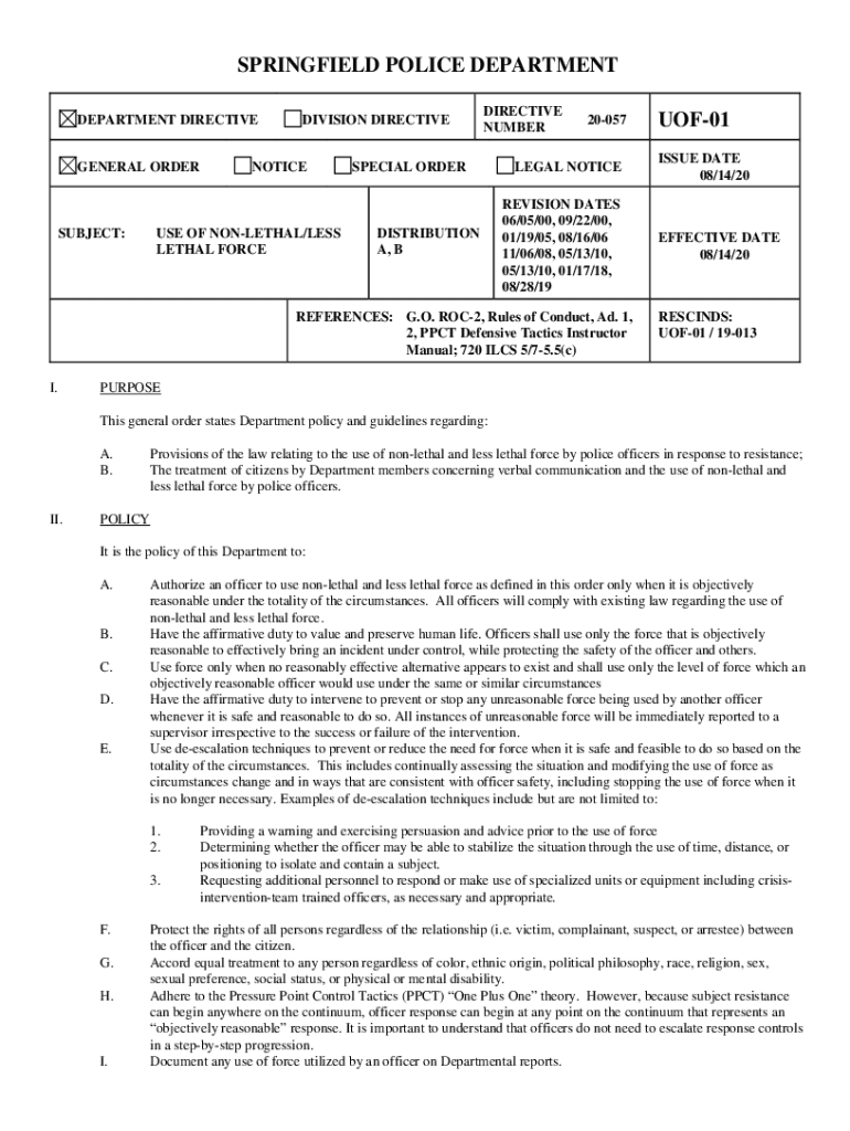 Fillable Online U.S. v. Springfield Police Department and City of ...
