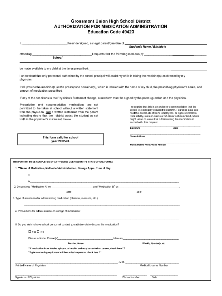 Fillable Online Copy of Authorization for Medication Form - English - 2022-23 Fax Email Print ...