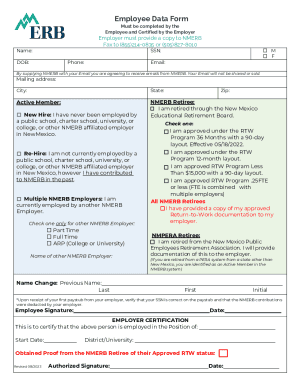 Fillable Online NMERB Retiree Return to Work (RTW) Application ...