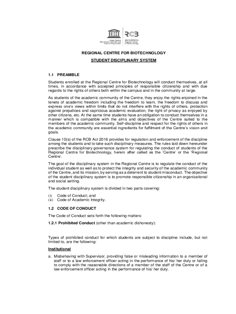 Fillable Online rcb res STUDENT DISCIPLINARY SYSTEM Fax Email Print ...