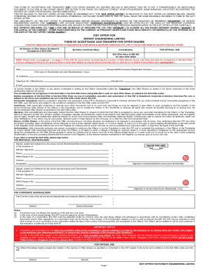 Fillable Online this form of acceptance and transfer for offer shares ...
