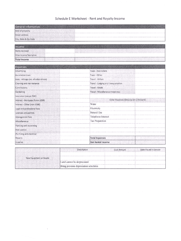 Fillable Online Rental Worksheet for Clients to Complete Fax Email ...