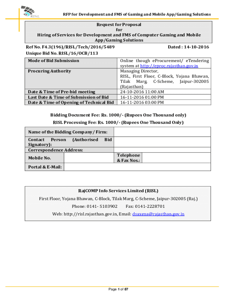 Fillable Online risl rajasthan gov How to respond well to an RFP (request for proposal) Fax ...