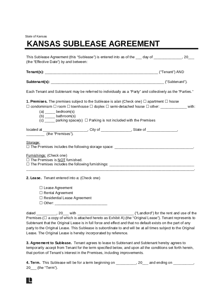 Free Kansas Residential Lease Agreement Template Doc Template | pdfFiller