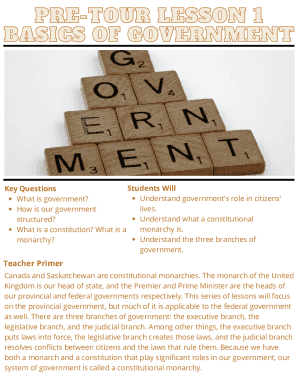 Fillable Online PRE-TOUR LESSON 1 BASICS OF GOVERNMENT Fax Email Print ...