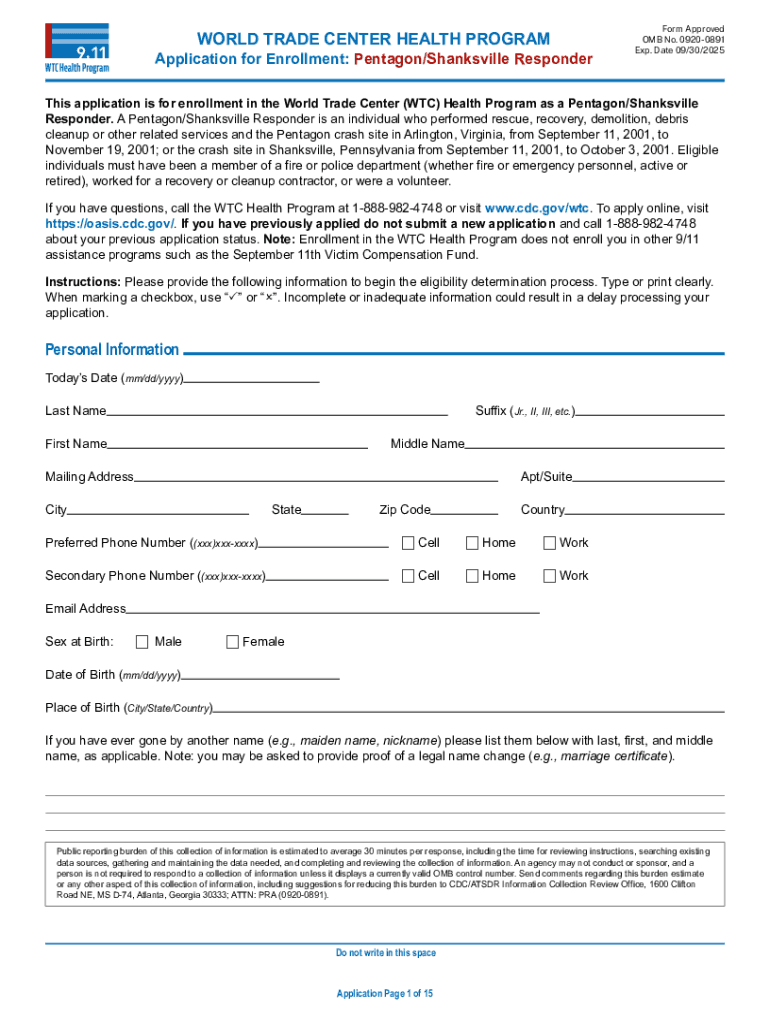 Fillable Online Application - World Trade Center Health Program Fax ...