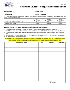 Fillable Online CCWP Continuing Education Unit (CEU) Submittal Form Fax ...