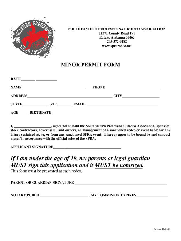 Fillable Online Minor Permit Form Fax Email Print - pdfFiller
