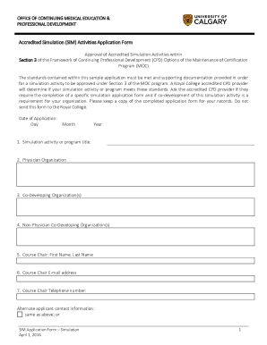Fillable Online cumming ucalgary Moc Section 3 Sim Application Form Fax Email Print - pdfFiller