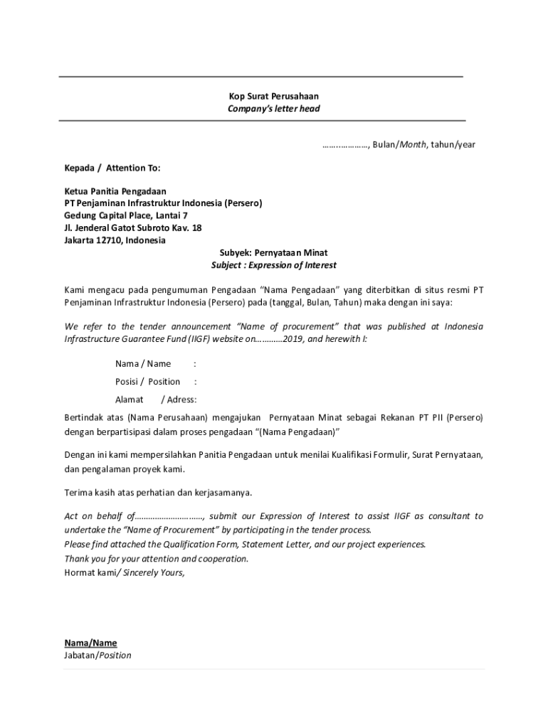 Fillable Online Kop Surat Perusahaan Company's letter head .. ... Fax ...