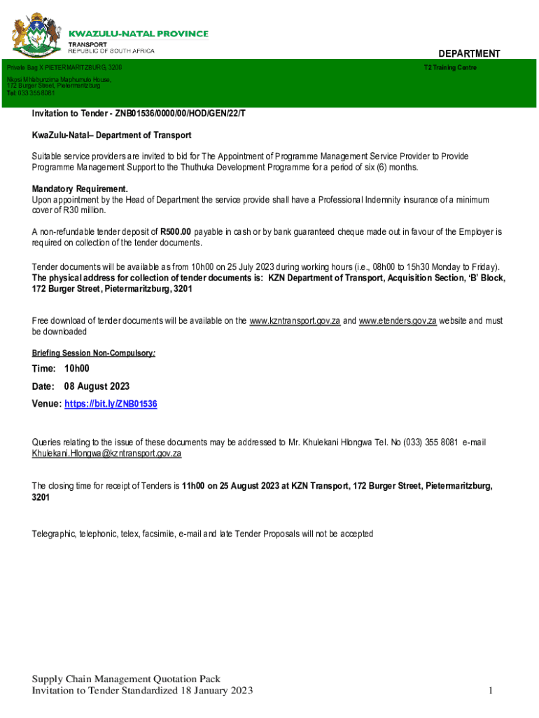 Fillable Online Supply Chain Management Quotation Pack Invitation to ...