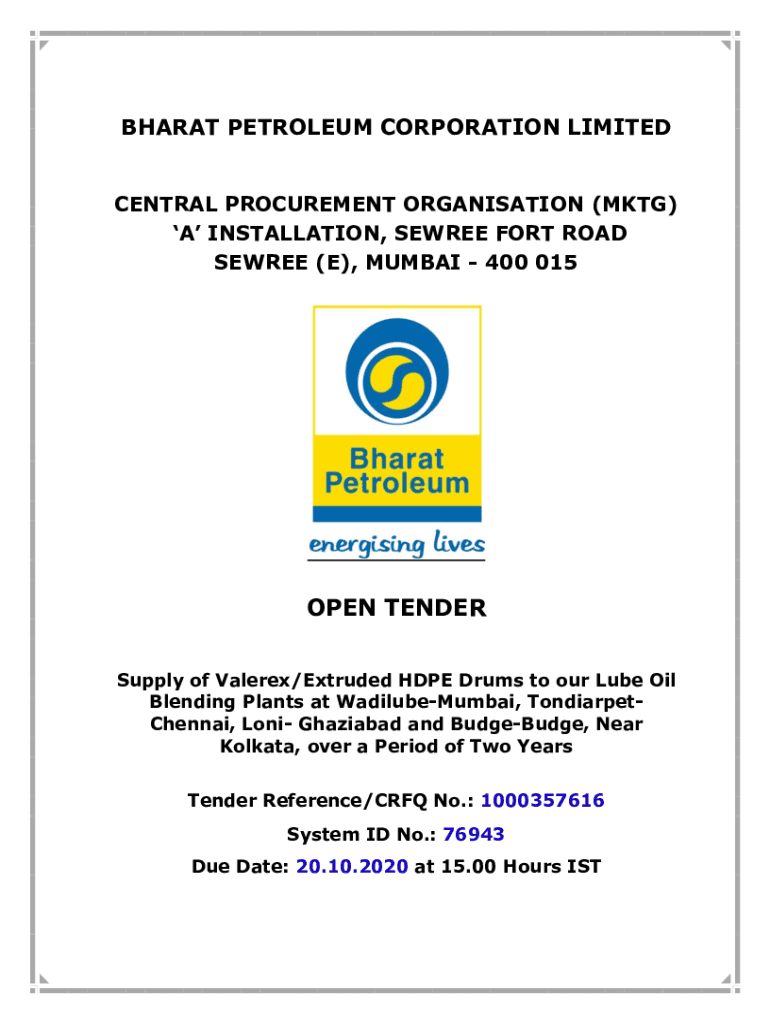 Fillable Online Supply of Valerex/Extruded HDPE Drums to our Lube Oil ...