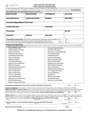 Fillable Online 2023-2024 VPK APPLICATION TITLE I Schools & Satellite ...