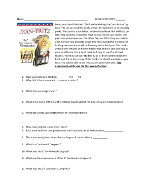 Fillable Online Shh! We're Writing The Constitution by Jean Fritz Fax ...