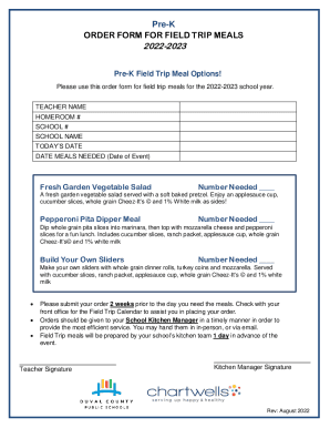 Fillable Online Field Trip Lunches Request Form Fax Email Print - pdfFiller