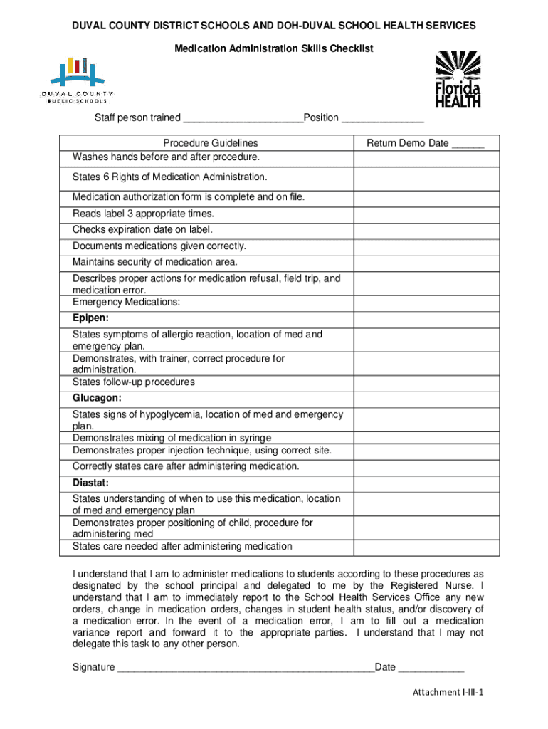 Fillable Online Medication Administration Skills Checklist ... Fax ...