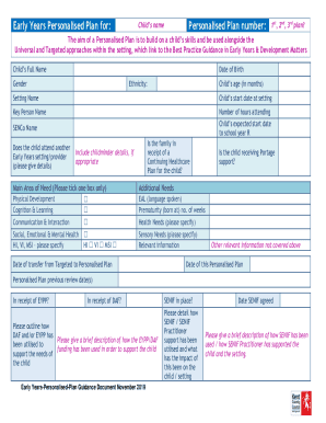 Fillable Online Early-Years-Personalised-Plan-Guidance-Document ...