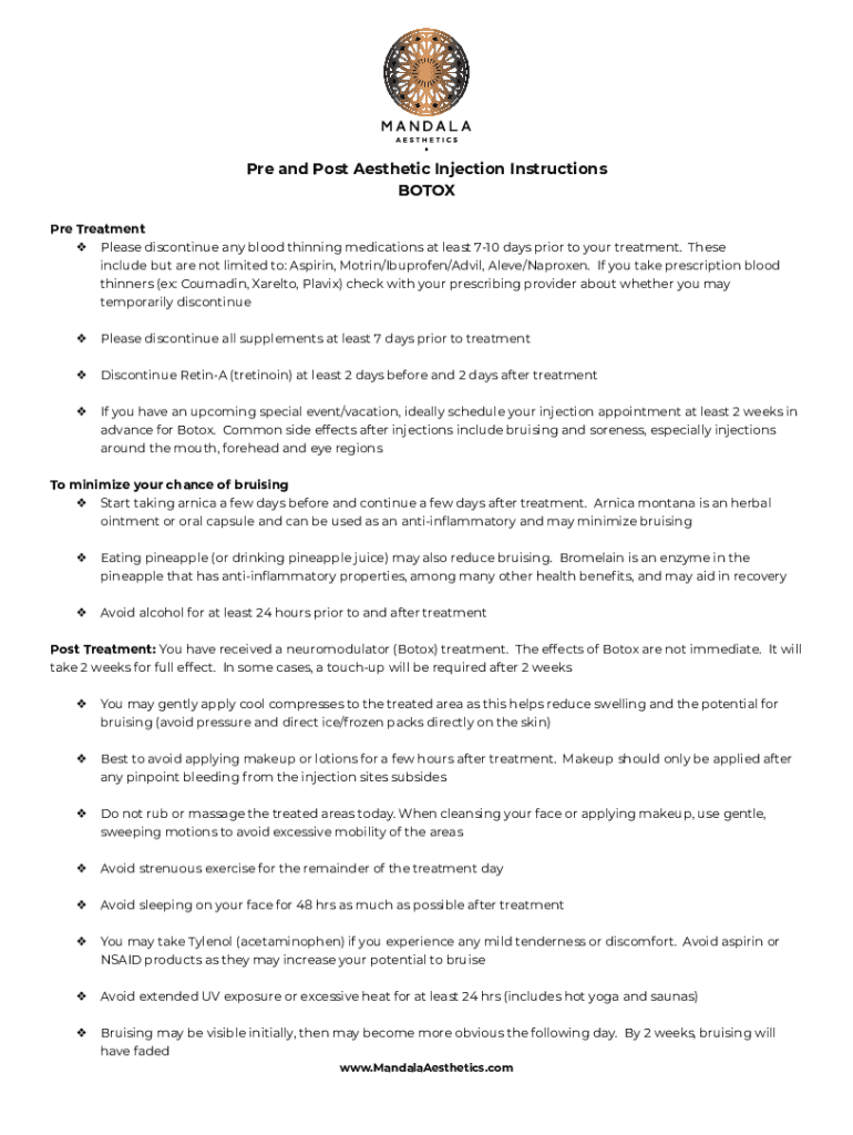 Fillable Online INJECTABLES: Pre-Care Instructions - Chasing Vanity ...