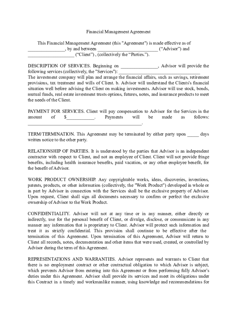 Fillable Online Financial Management Agreement Fax Email Print - pdfFiller
