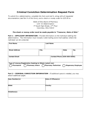 Fillable Online Criminal Conviction Determination Request Form Fax ...