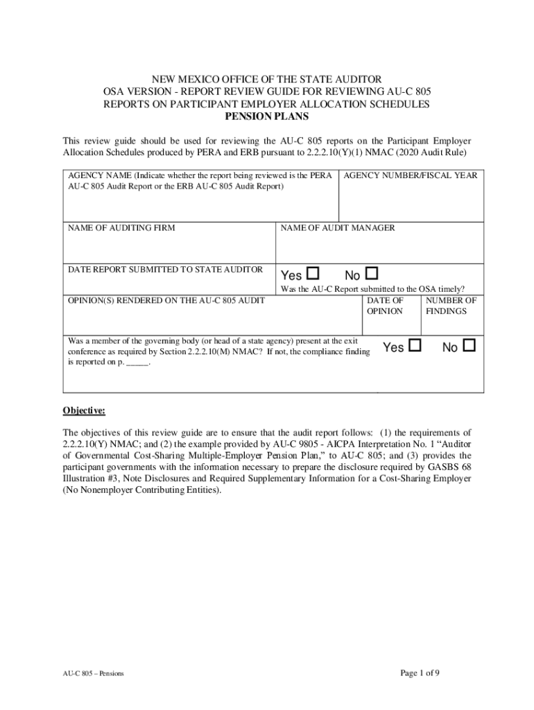 Fillable Online OSA VERSION - REPORT REVIEW GUIDE FOR REVIEWING AU-C ...