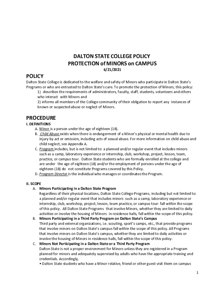 Fillable Online CAMPUS POLICIESDalton State College Fax Email Print - pdfFiller