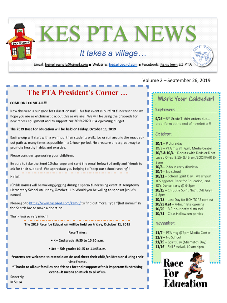 Fillable Online PTA Position Descriptions - Kemptown Elementary PTA Fax ...