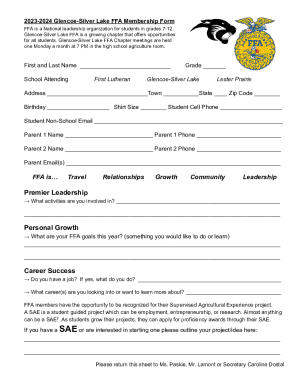 Fillable Online GSL FFA Membership Form Fax Email Print - pdfFiller