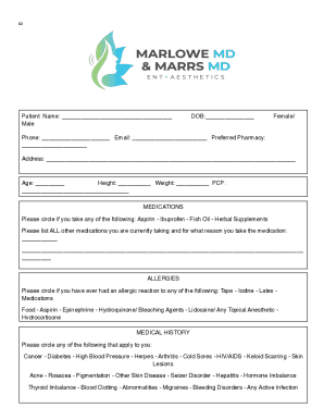 Fillable Online Center for Aesthetics Intake Form 2022 Fax Email Print ...