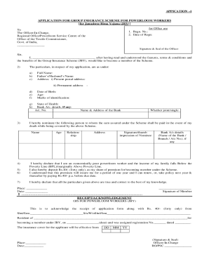 Fillable Online 1 APPLICATION FOR GROUP INSURANCE SCHEME ... Fax Email ...