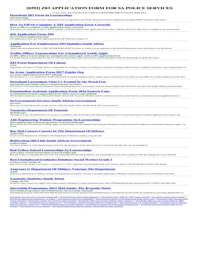 Fillable Online 0392 Z83 APPLICATION FORM FOR SA POLICE SERVICES Fax ...