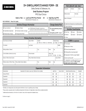 Fillable Online 51+ ENROLLMENT/CHANGE FORM - DE Fax Email Print - pdfFiller