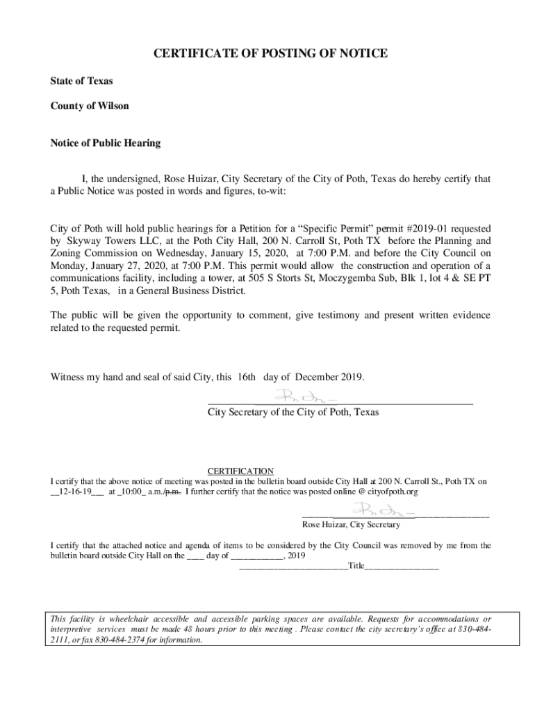 Fillable Online Planning and Zoning AgendasCity of Poth, Texas Fax ...